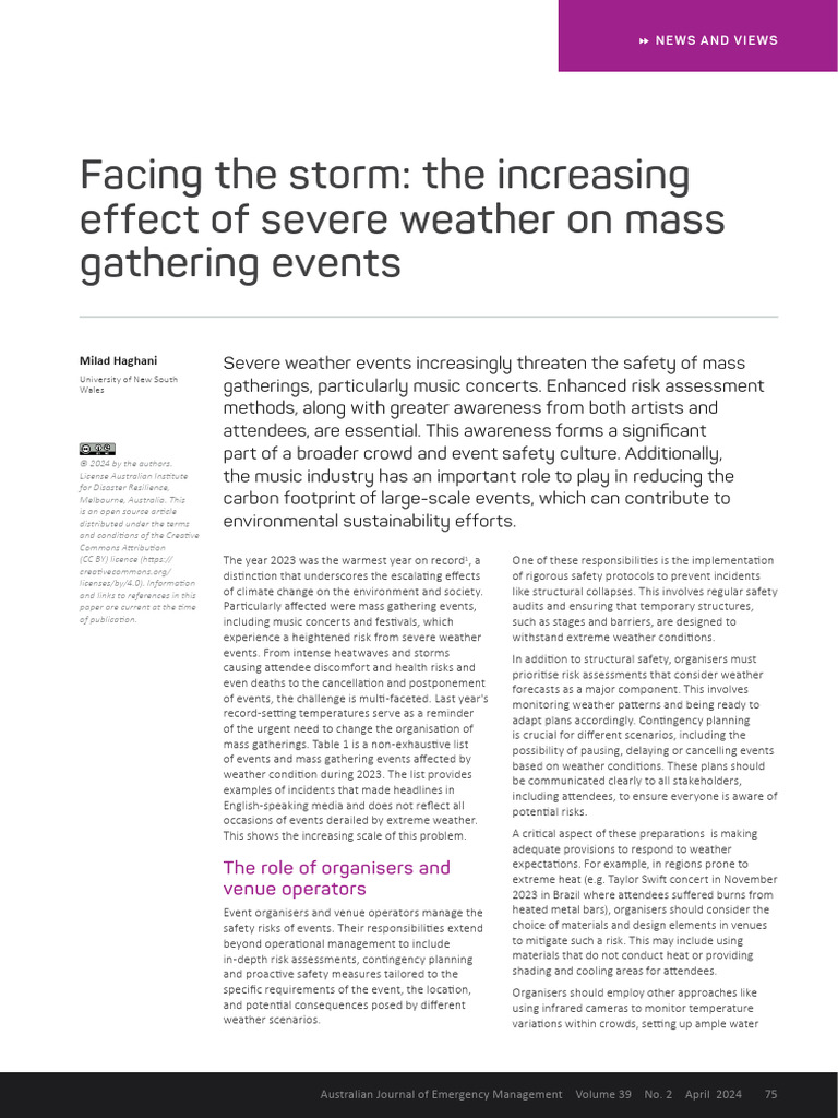 Mass Event Safety: Weather Challenges | PDF | Risk | Safety
