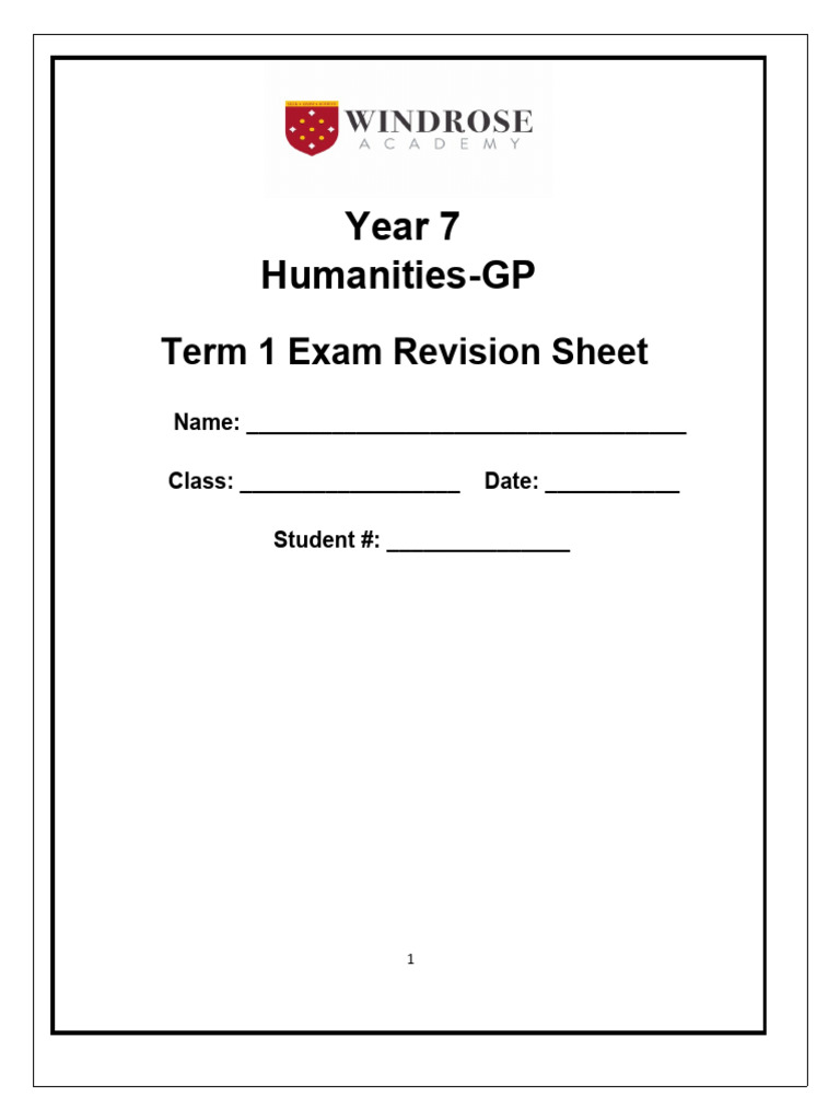Year 7 Humanities Exam Revision Guide | PDF