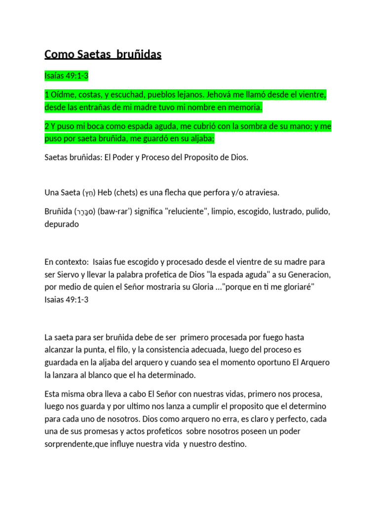 Saetas Bruñidas: Proceso y Propósito Divino | PDF | Flecha | Dios