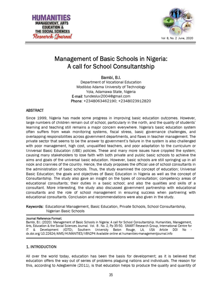 Management of Basic Schools in Nigeria A | PDF | Teachers | Private School