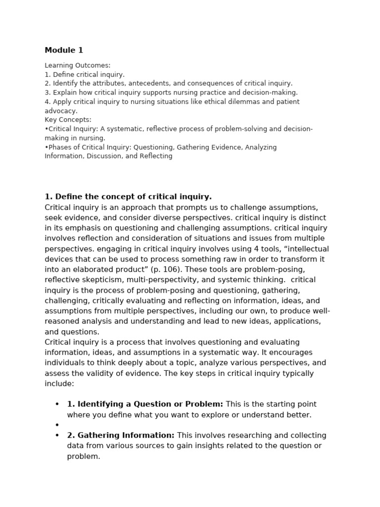 Midterm Exam Review NSGD 2216 | PDF | Critical Thinking | Information