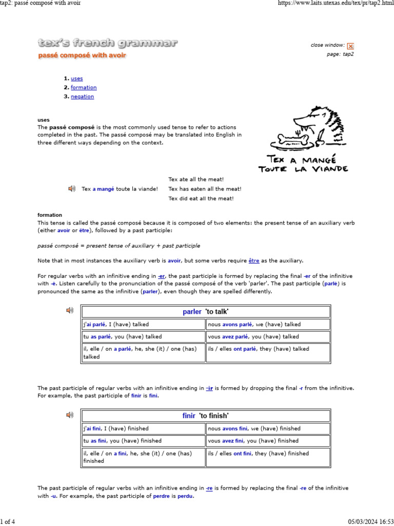 Passé Composé avec Avoir: Guide | PDF | Linguistic Morphology ...