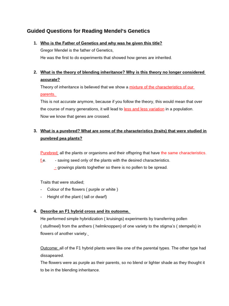 Mendel's Genetics: Key Concepts Explained | PDF | Dominance (Genetics ...