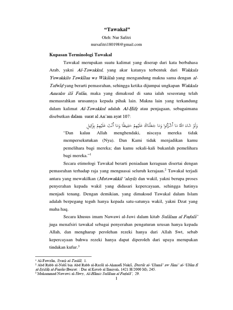 Konsep Tawakal Dalam Tasawuf | PDF
