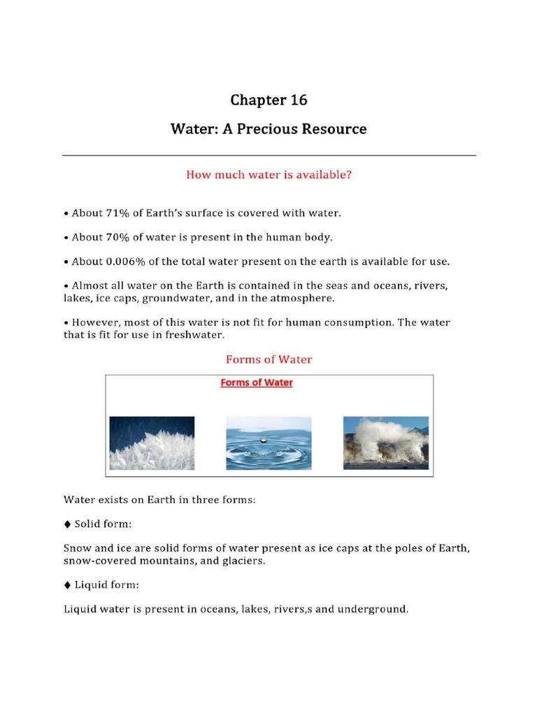 Water A Precious Source | PDF