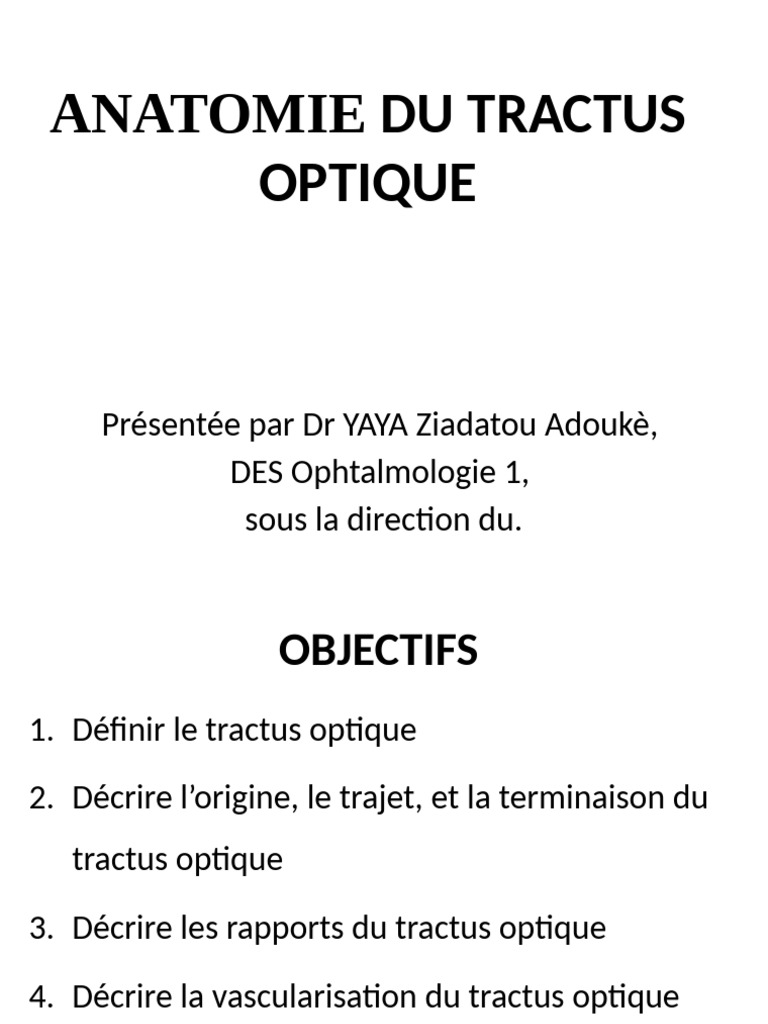 ANATOMIE DU TRACTUS OPTIQUE Zio | PDF | Thalamus | Système nerveux