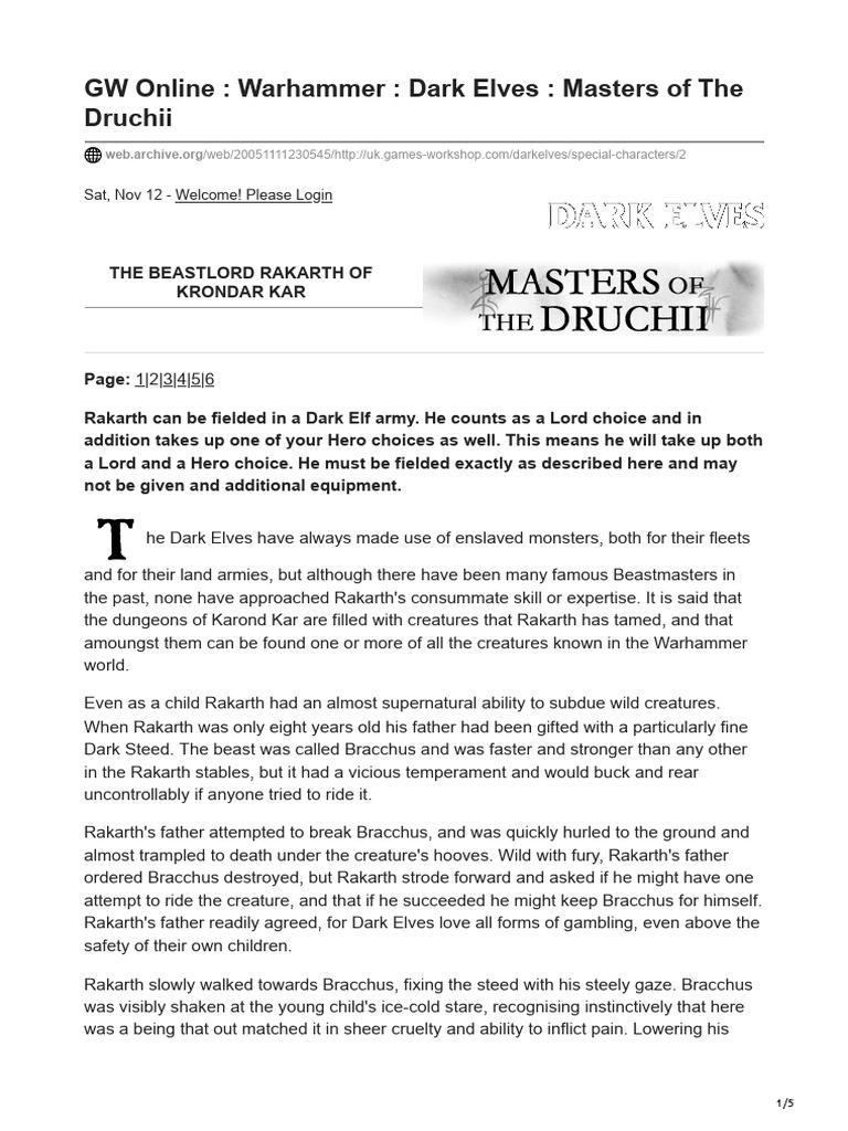 Códex 6 - Elfos Oscuros - Amos de Los Druchii - The Beastlord Rakarth ...