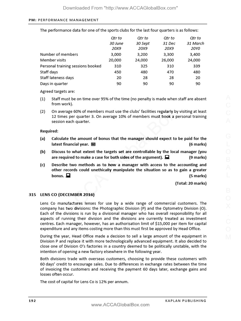 Divisional performance | PDF | Return On Investment | Financial Accounting