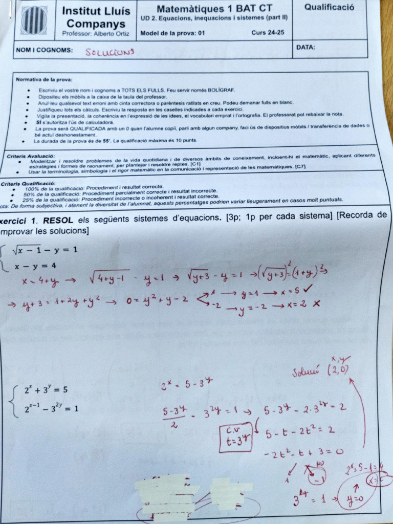 Solucions Prova 2 1r Bat | PDF