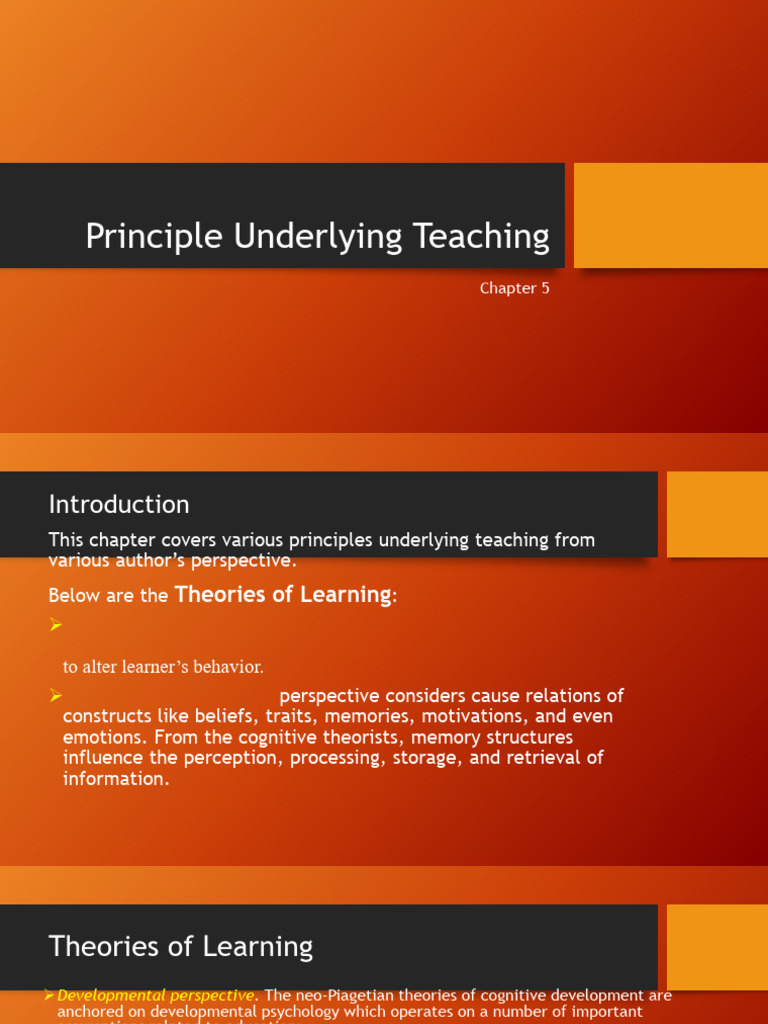 CHPTR 5-Principle Underlying Teaching | PDF | Learning | Teachers