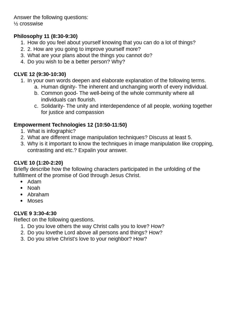 Answer The Following Questions | PDF