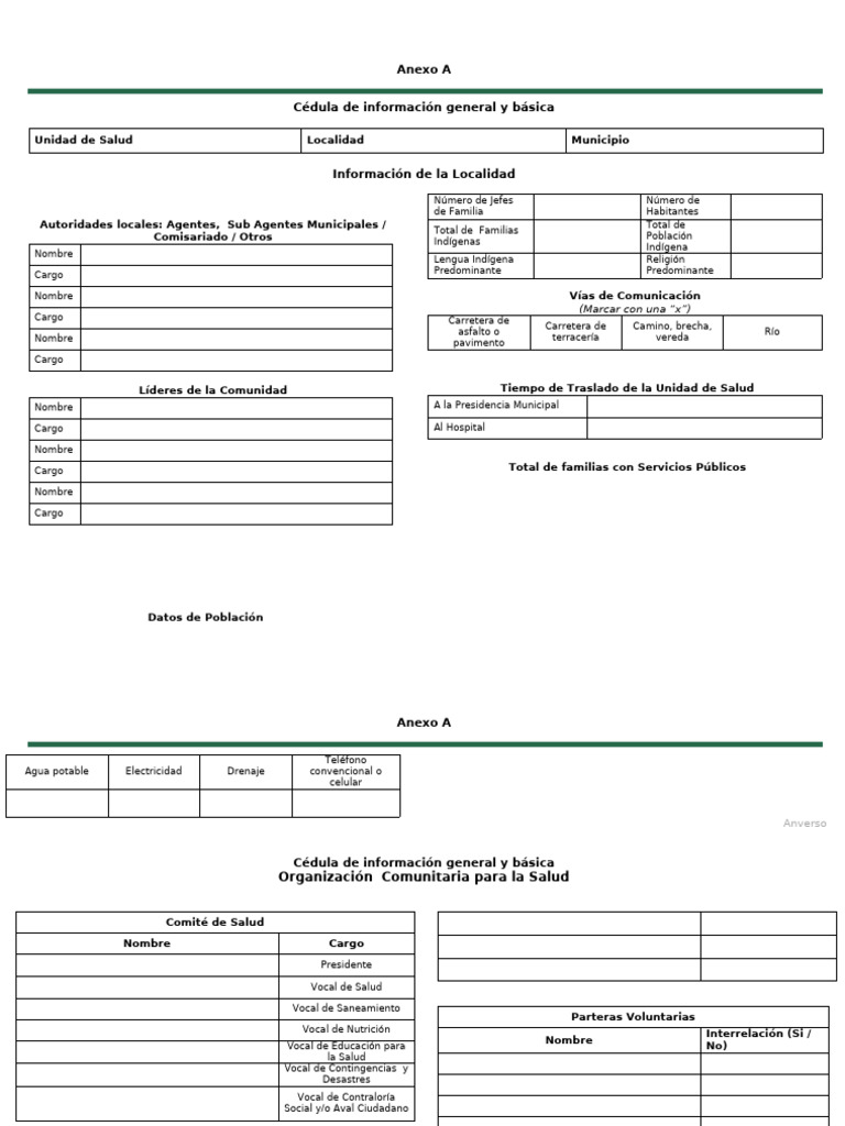 Anexo A Cédula de información general y básica | PDF