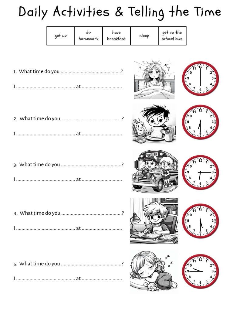 Daily Routines and Time Worksheets | PDF