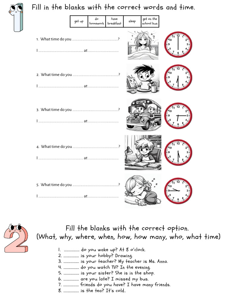 Daily Activities & Telling The Time - 3 | PDF