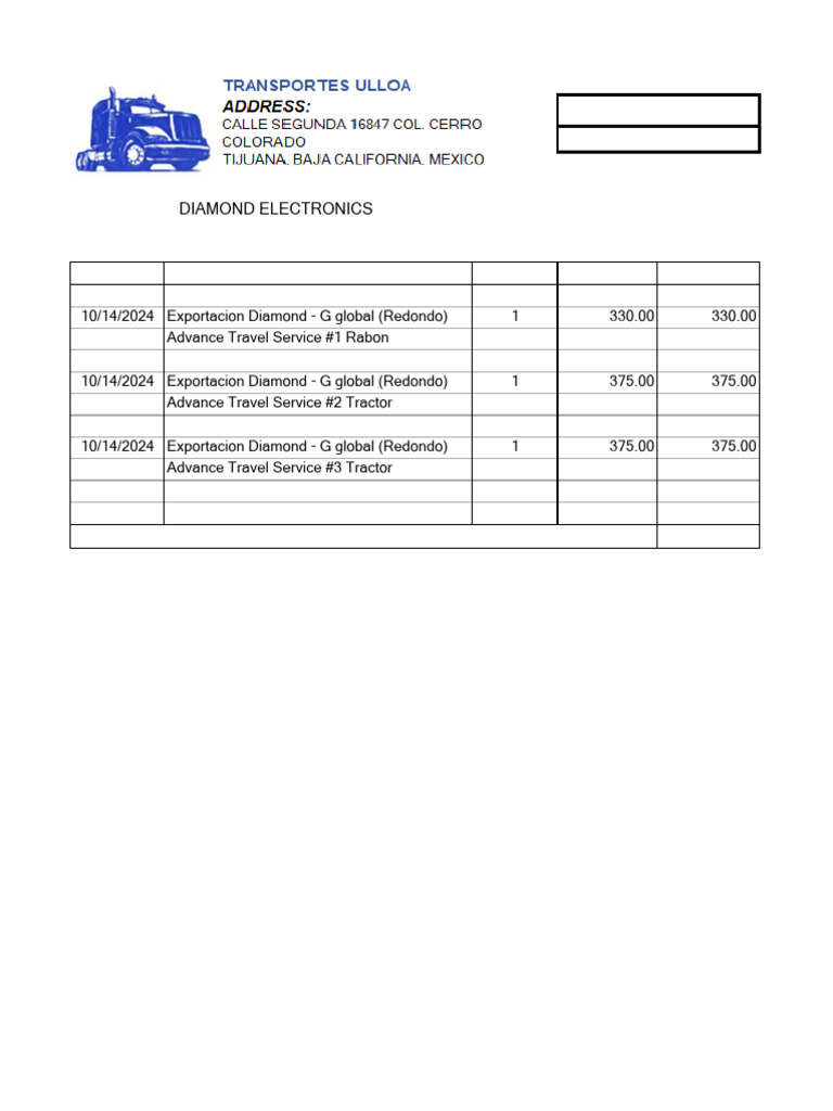 Invoice 11 - Diamond Electronics | PDF