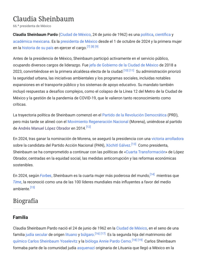 Claudia Sheinbaum - Wikipedia, La Enciclopedia Libre | PDF