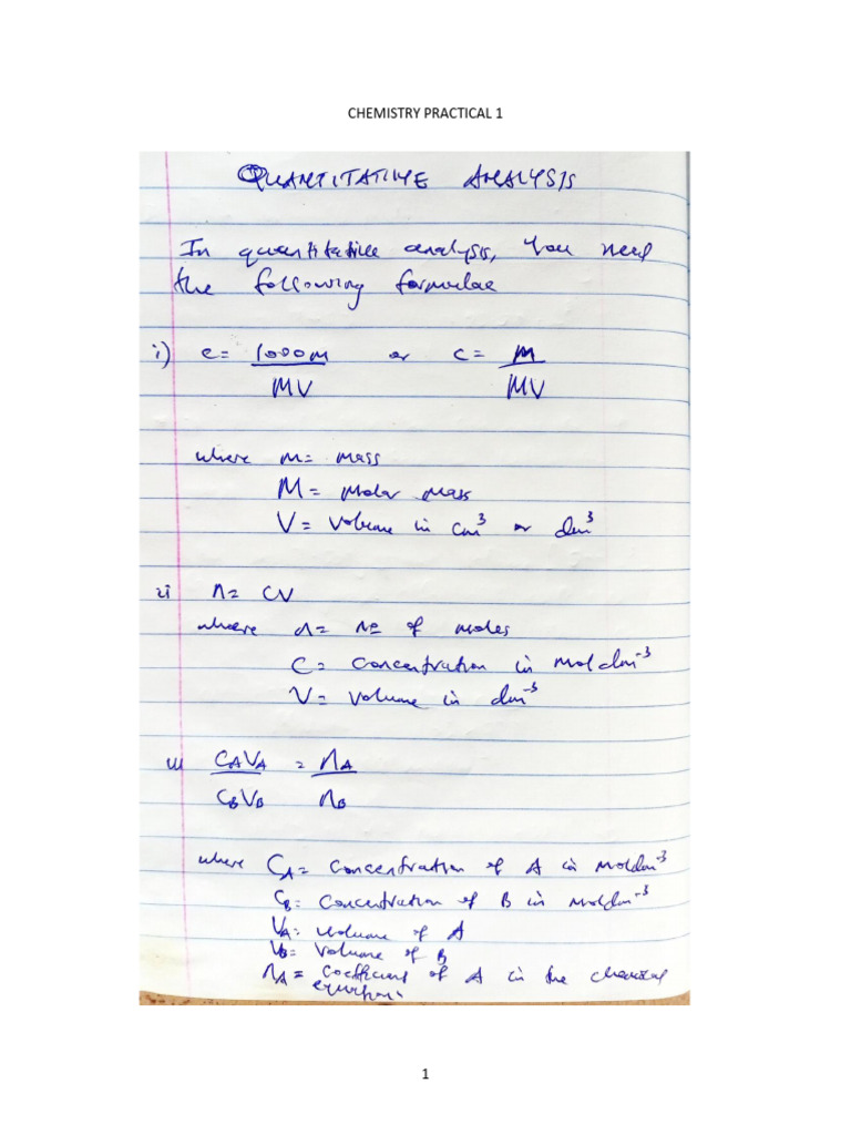 CHEMISTRY PRACTICAL 1 | PDF