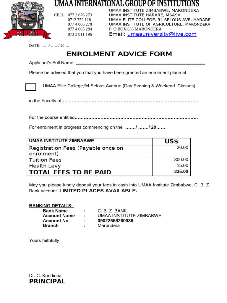 Enrolment Advice Form - Umaa Elite | PDF | Clothing | Human Appearance