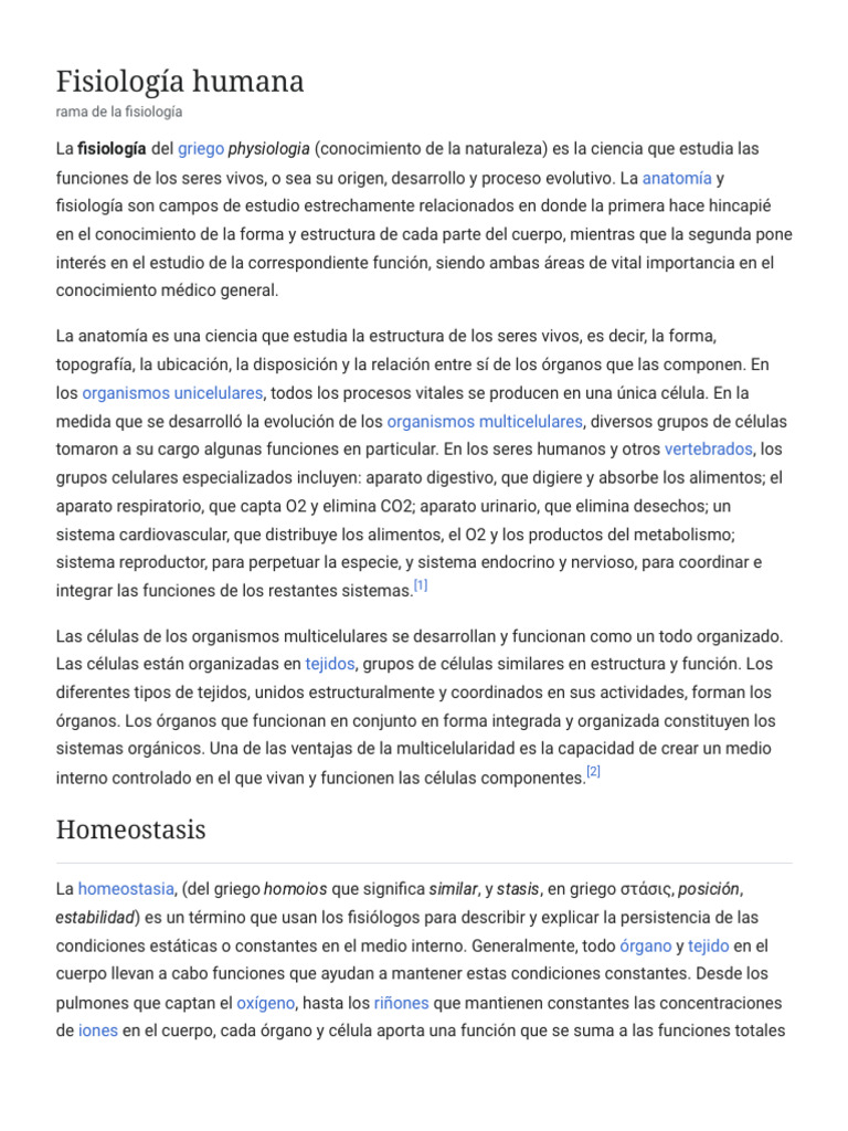 Fisiología humana - Wikipedia, la enciclopedia libre | PDF | Cuerpo ...
