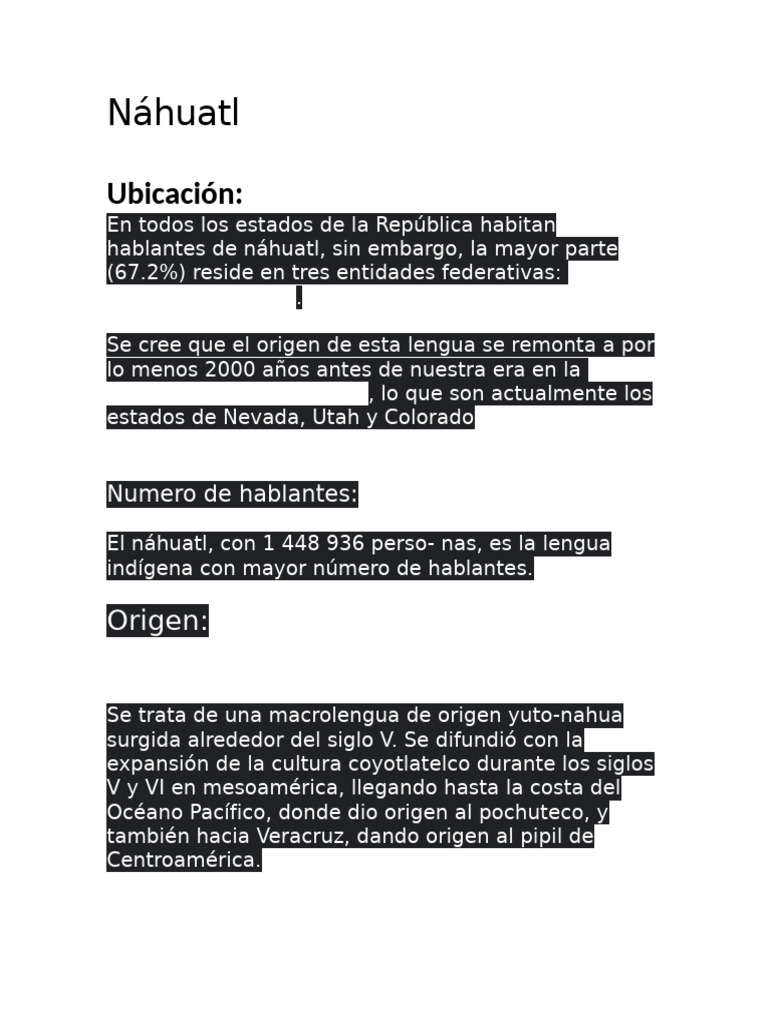 Lengua Nahuatl | PDF
