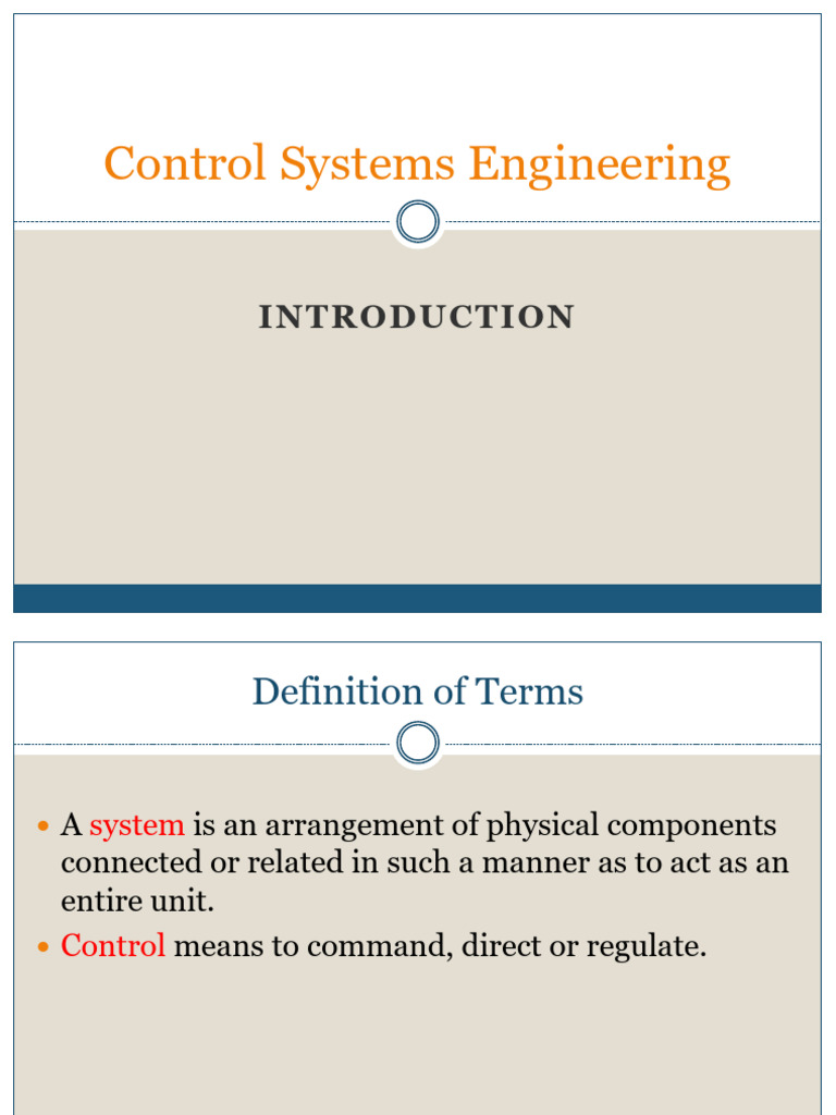 Lecture 1. Introduction to Control Systems Engineering | PDF | Feedback | System