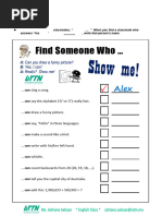 Find Someone Who Worksheet | PDF