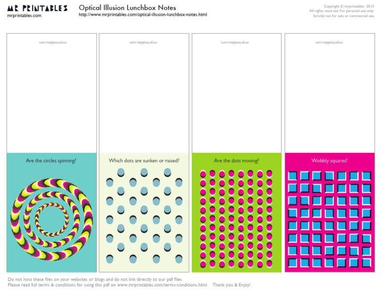 Mrprintables Optical Illusion Lunchbox Notes Set2 | PDF