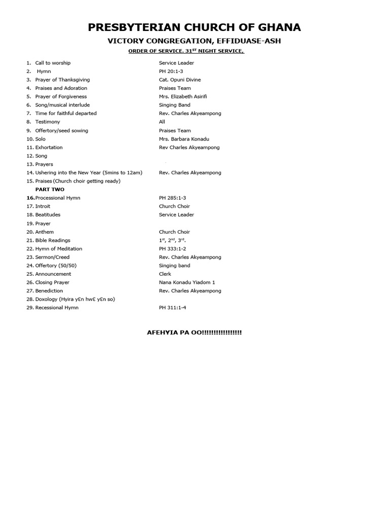 31ST Watch Night Final2024 | PDF