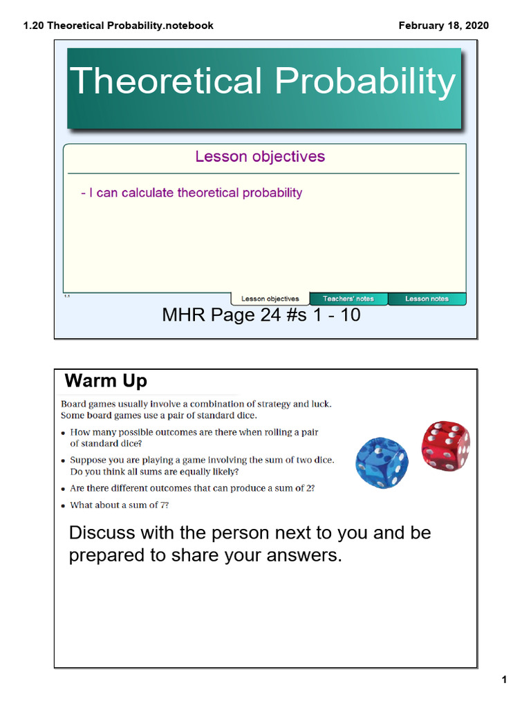 1.20 Theoretical Probability - Notes | PDF | Probability | Set ...