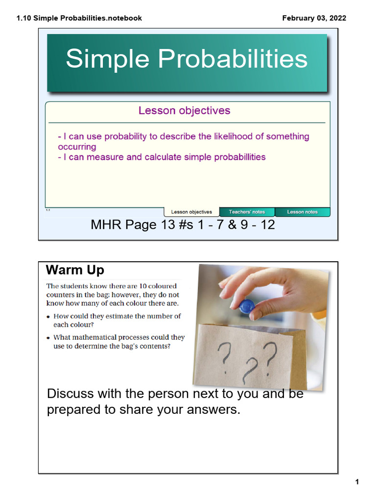 Intro to Simple Probabilities | PDF