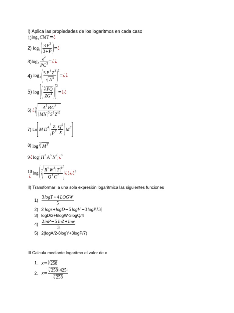 Practica de Los Logaritmos | PDF