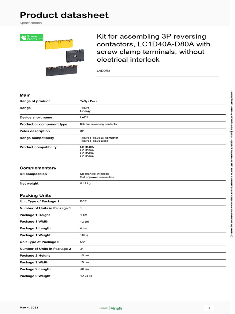 TeSys Deca contactors_LAD9R3 | PDF