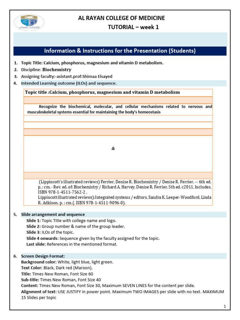 TUTORIAL – week 1 | PDF | Rubric (Academic) | Vitamin D