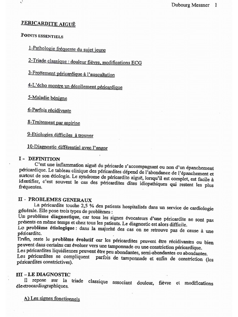Pericardite & Insuffisance Coronaire SCN APS | PDF