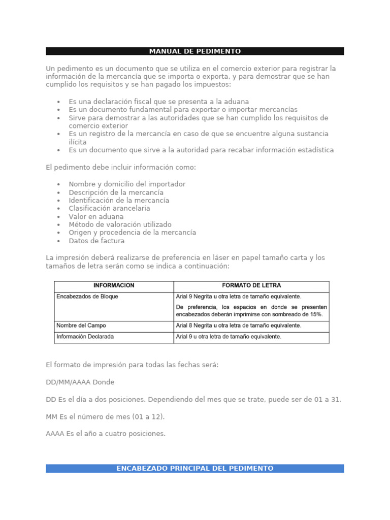 Guía Completa del Pedimento Aduanal | PDF