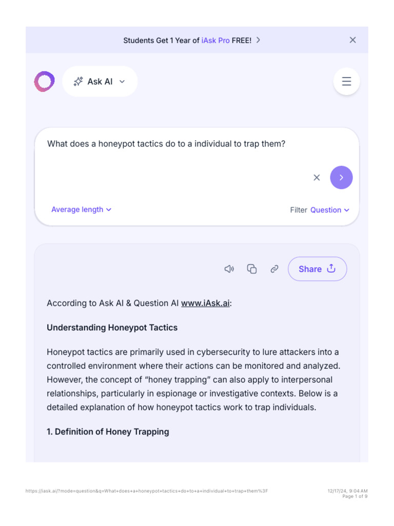 What does a honeypot tactics do to an individual to trap them? | PDF ...