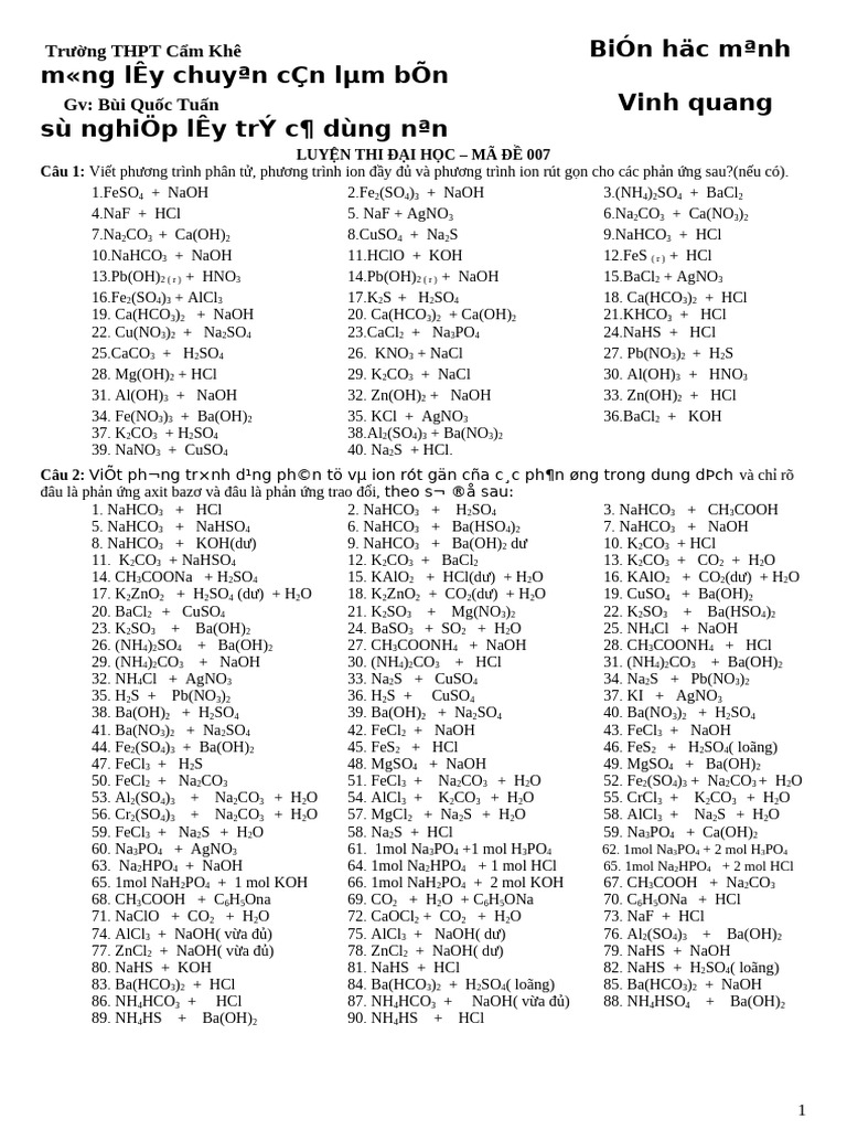 007 Viet Phuong Trinh Phan Ung Trao Doi (De Bai) | PDF