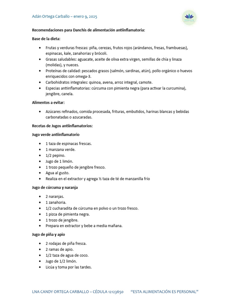 Plan Danchis | PDF | ensalada | Ácido Graso Omega 3