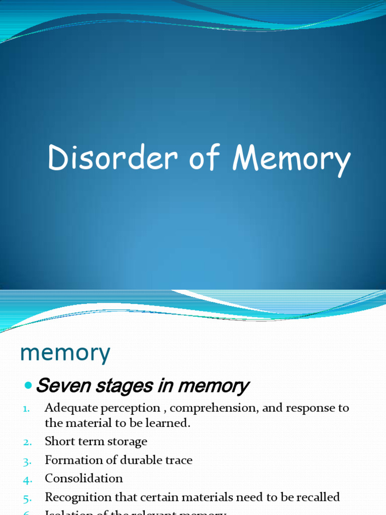 5. Disorders of Memory | PDF | Memory | Long Term Memory