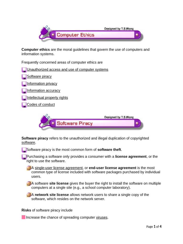 S3_computer ethics | PDF | Copyright Infringement | Software