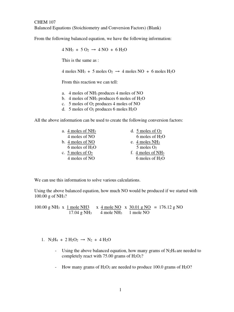 Stoichiometry and Conversion Factors Guide | PDF | Stoichiometry ...