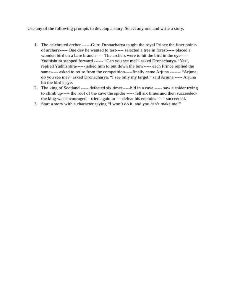 Story Prompts A | PDF