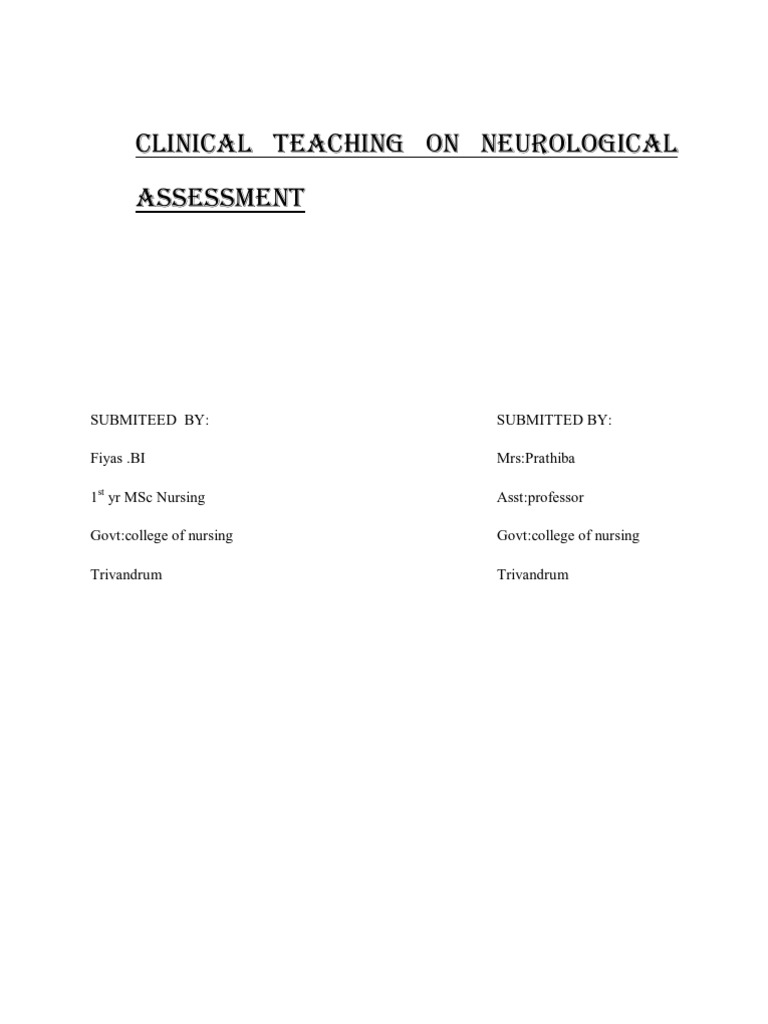 Clinical Teaching On Neurological Assessment | Download Free PDF ...
