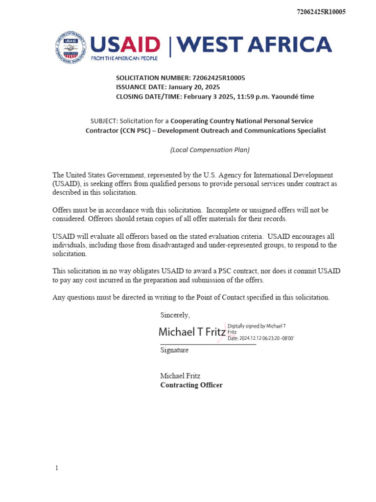 Vacancy Announcement DOC Specialist C | PDF | United States Agency For ...