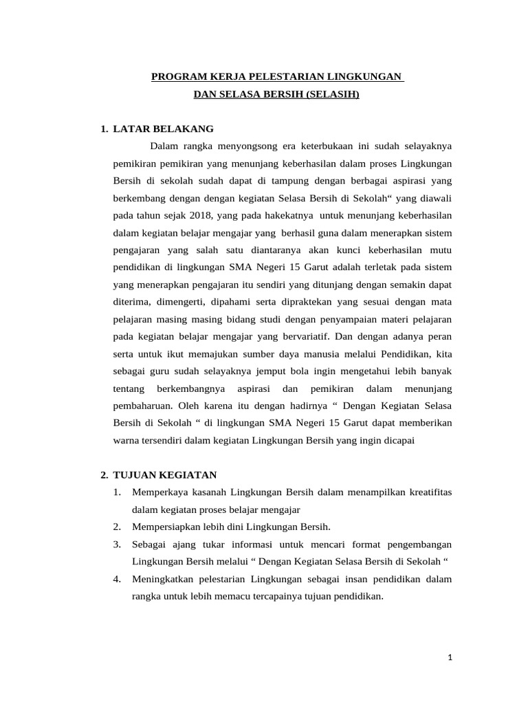 Program Selasa Bersih SMA 15 Garut | PDF