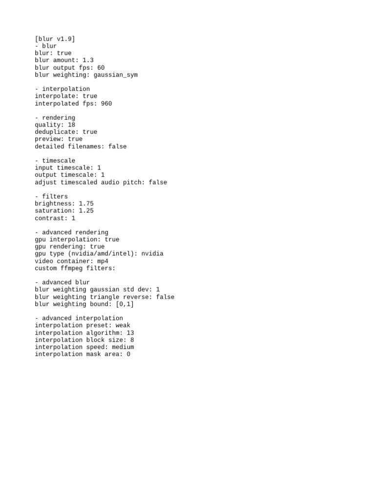 Video Blur and Interpolation Settings | PDF