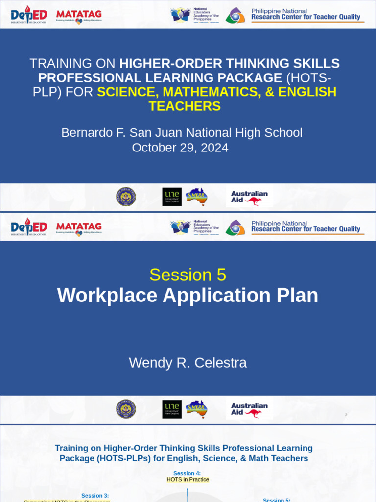S5 - SD - Workplace Application Plan | PDF | Teachers | Mentorship