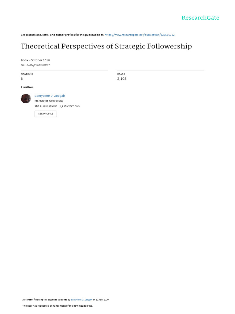 Theoretical Perspectives of Strategic Followership | PDF | Social ...