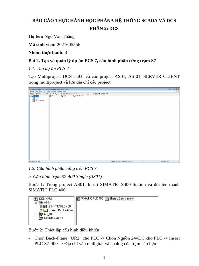BÁO CÁO THỰC HÀNH HỌC PHÀNA HỆ THỐNG SCADA VÀ DCS | PDF