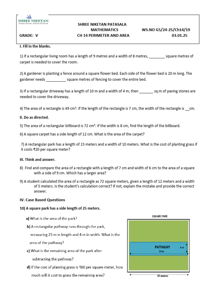 G5_MATH_PWS2_CH14_PERIMETERANDAREA_250104_094917 | PDF